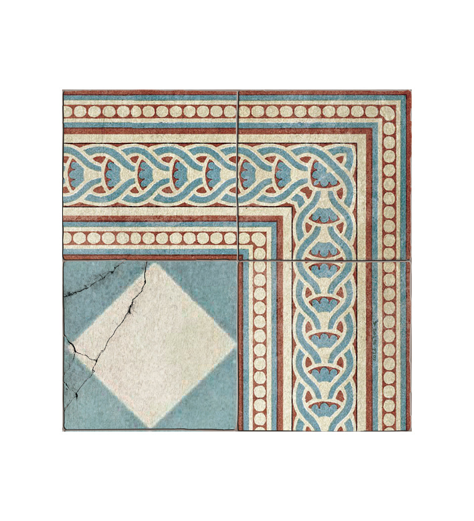 Gambit Cyan Antique Vinyl Rug - Beija Flor – Beija Flor World