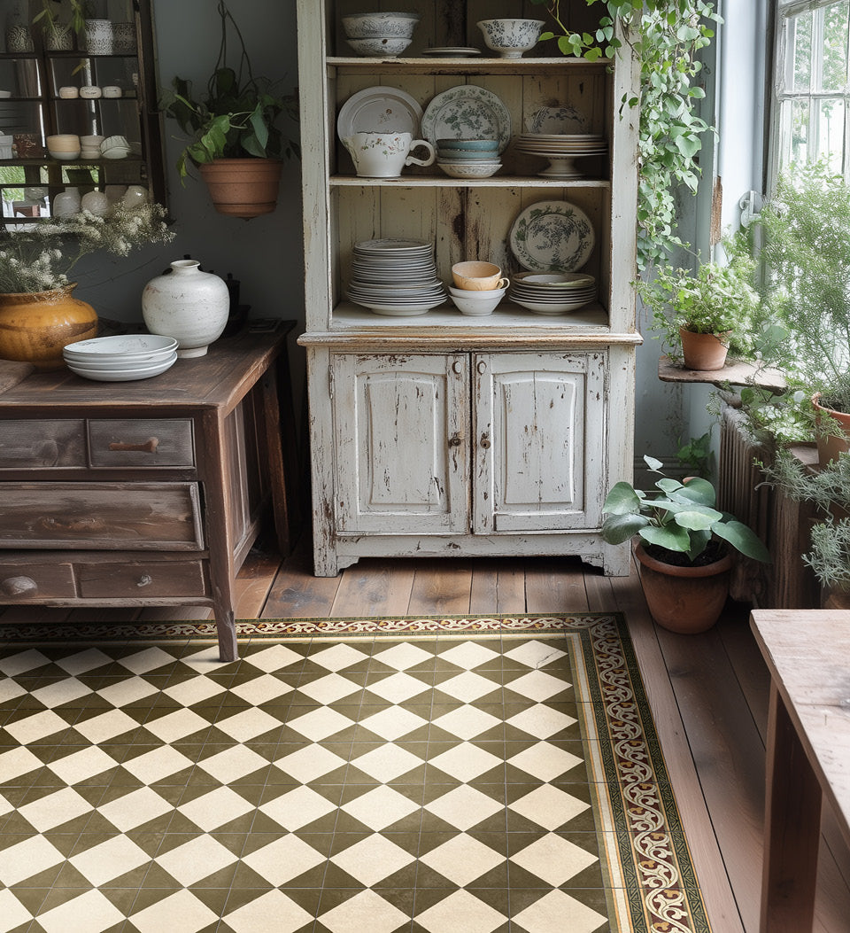 Gambit Olive Vinyl Rug - Beija Flor – Beija Flor World